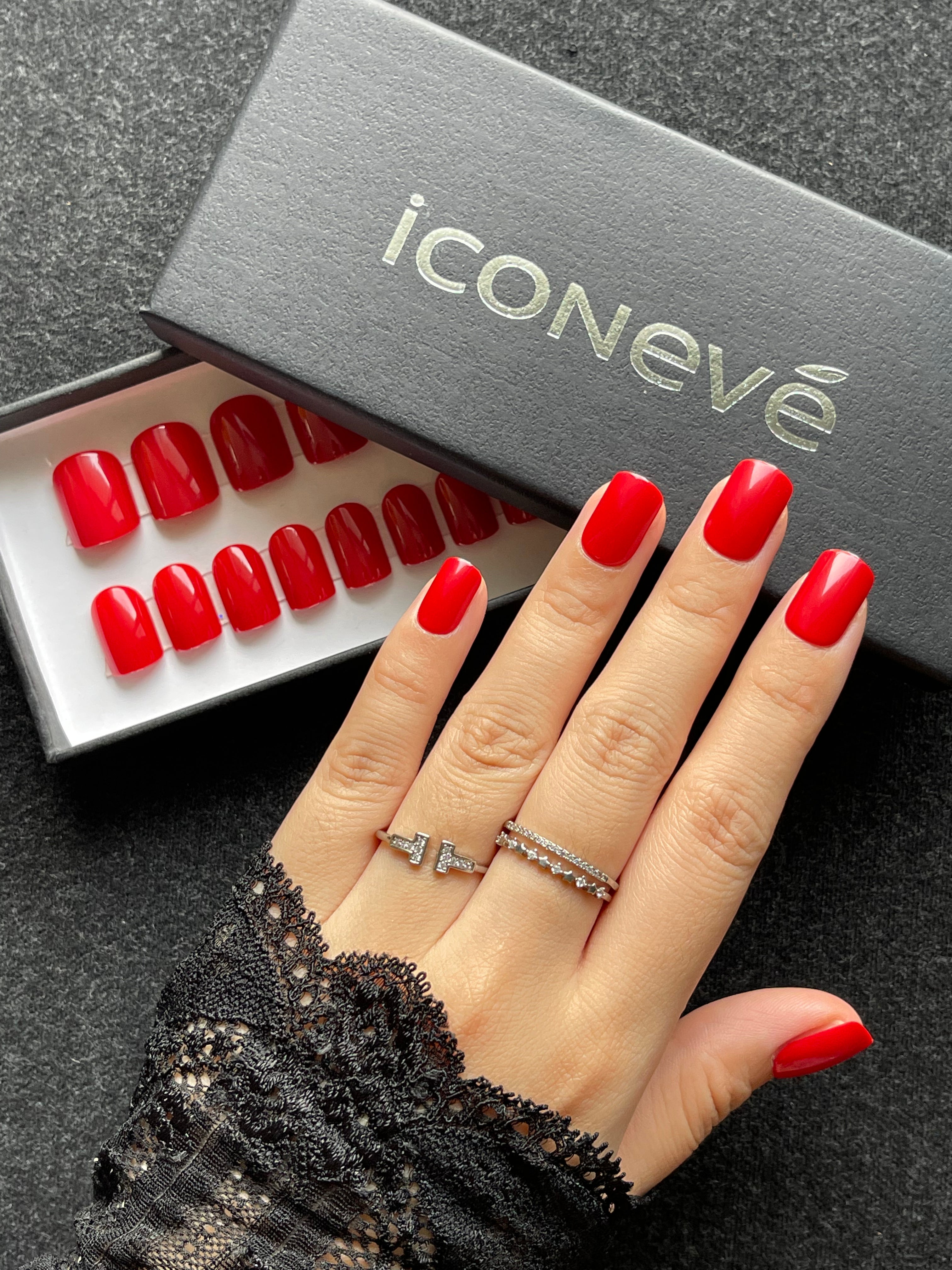 Scarlet Red - Glossy Square – ICONEVE NAILS